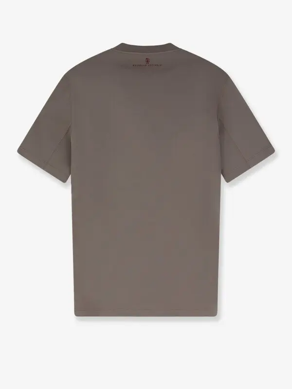Brunello Cucinelli Cotton T-shirt With Front Embroidery - Multicolor