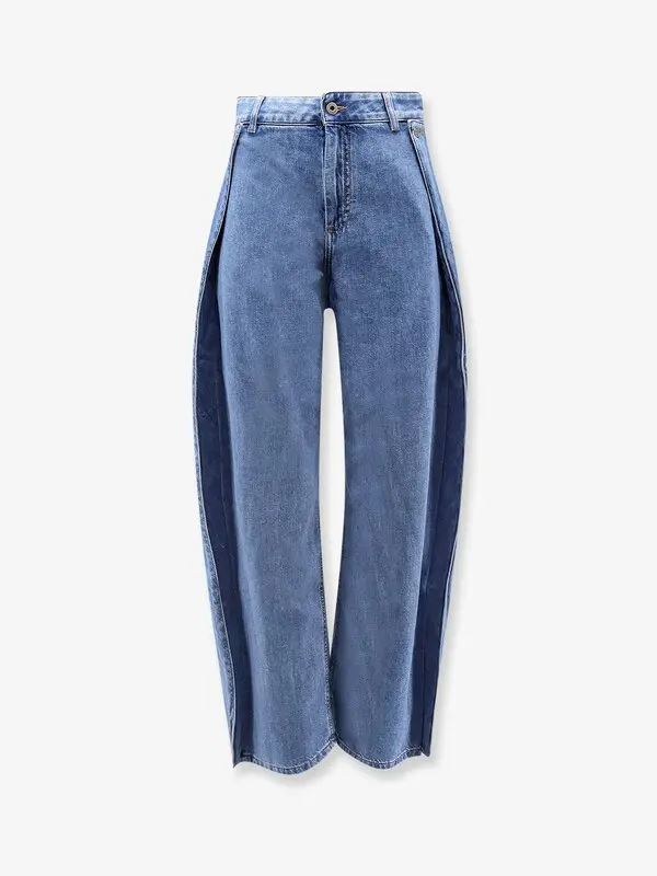 Loewe Asymmetrical Detail Straight Leg Jeans In Cotton