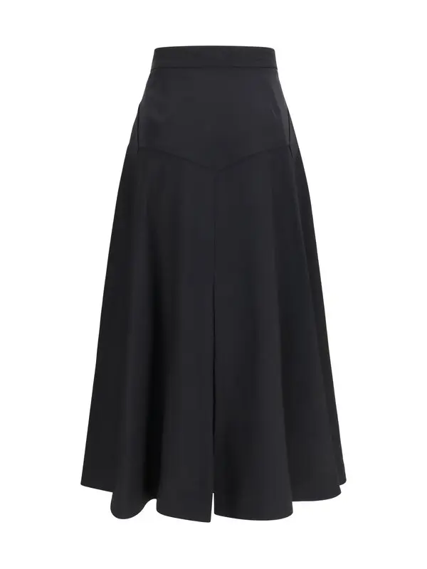 Burberry Wool Twill Midi Skirt