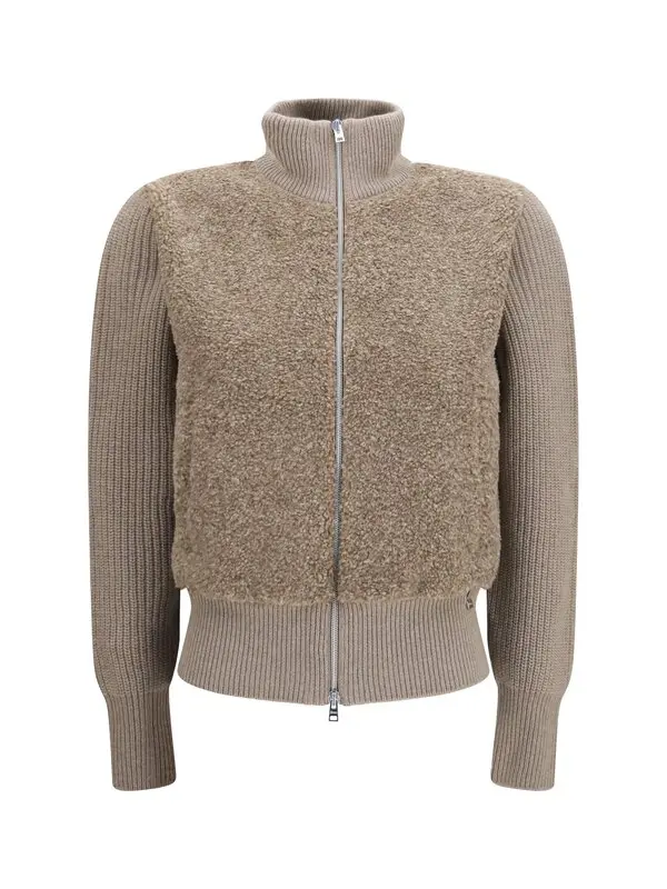 Herno Ribbed Pure Wool Zip-up Cardigan - Cream