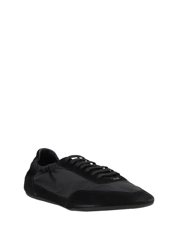 Prada Logoed Suede And Nylon Sneakers - Black
