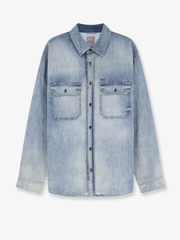 Dior Cotton Shirt Jacket With Embroidered Lettering Logo - Multicolor
