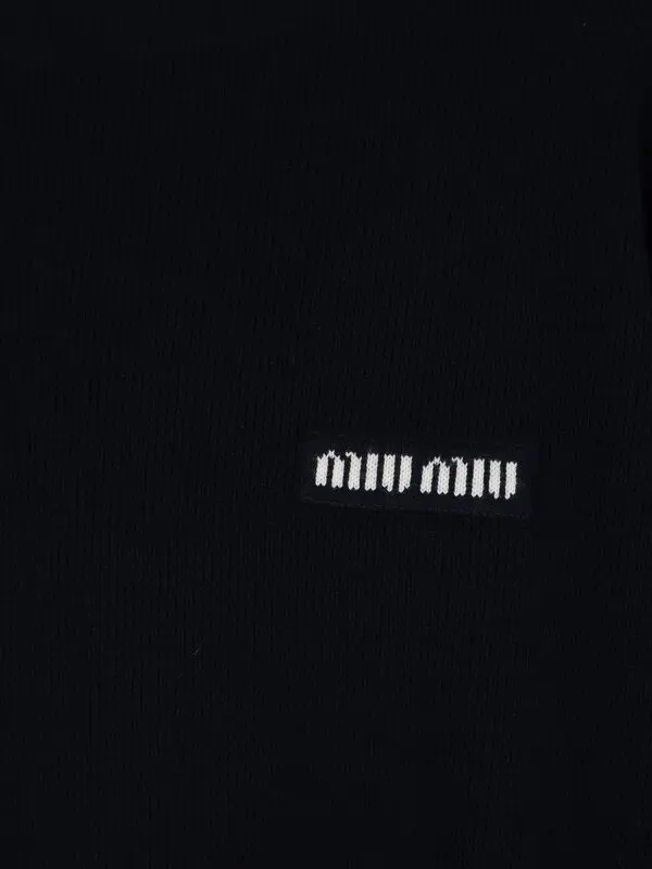Miu Miu Wool Sweater With Lettering Logo Applique - Multicolor