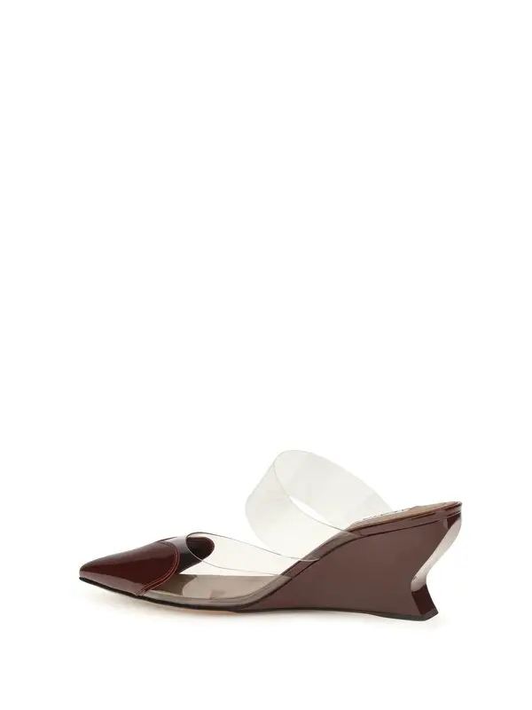 Alaïa Le Coeur Patent Leather Wedge Mules - Multicolor