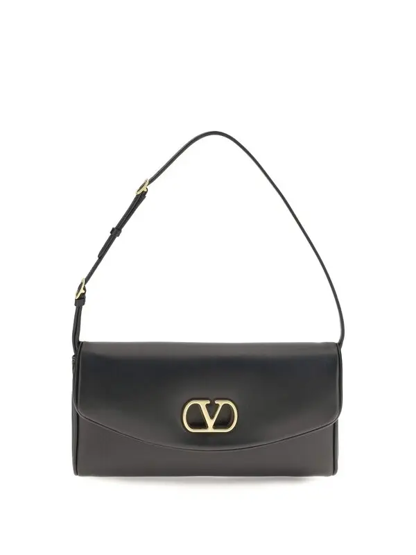 Valentino Garavani Devain Leather Shoulder Bag - Black
