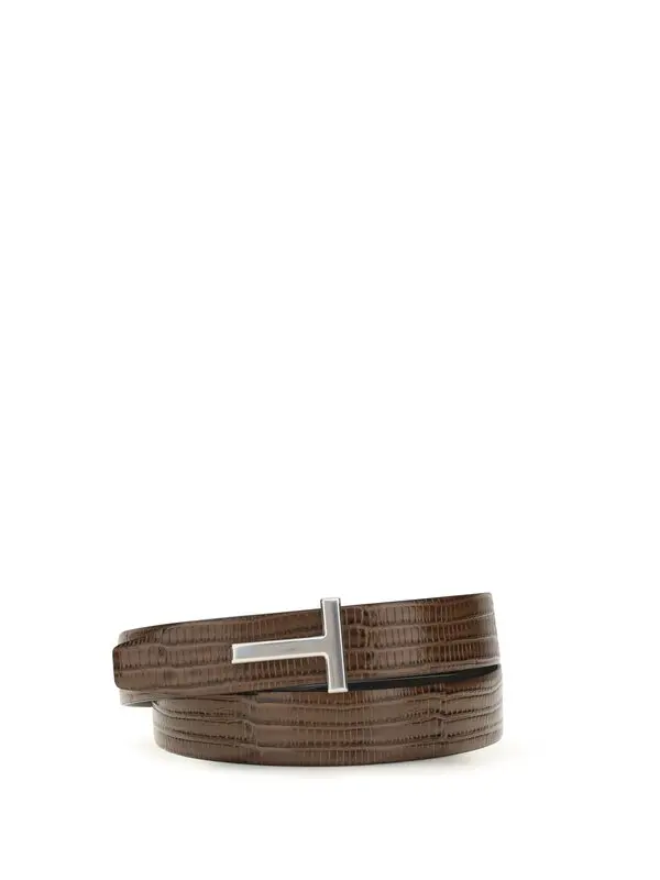TOM FORD Reversible T Icon Belt - Brown