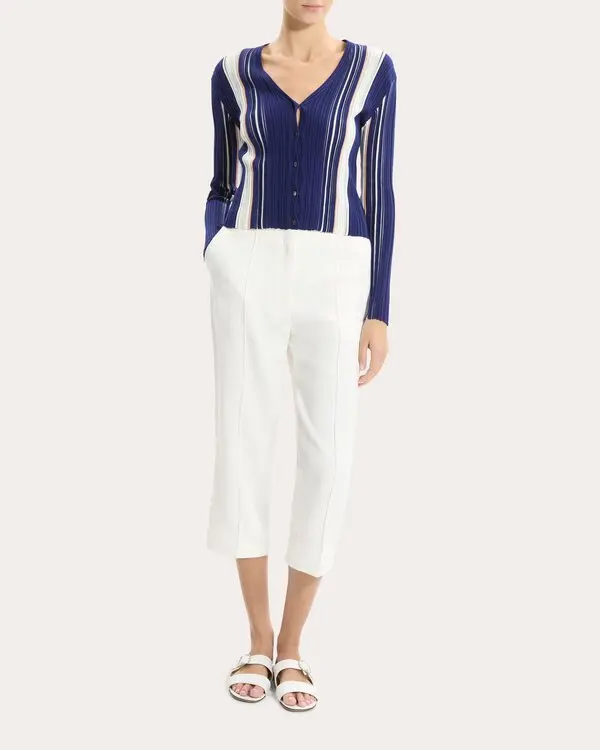 Theory Rib Knit Striped Cropped Cardigan