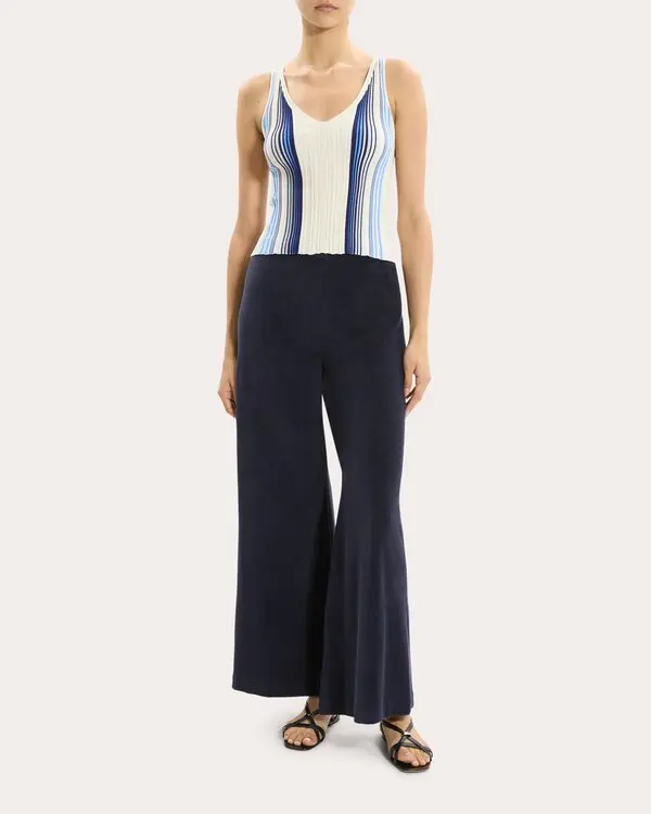 Theory Stripe Rib Knit Scoop Neck Tank Top Cotton/polyamide - Multicolor