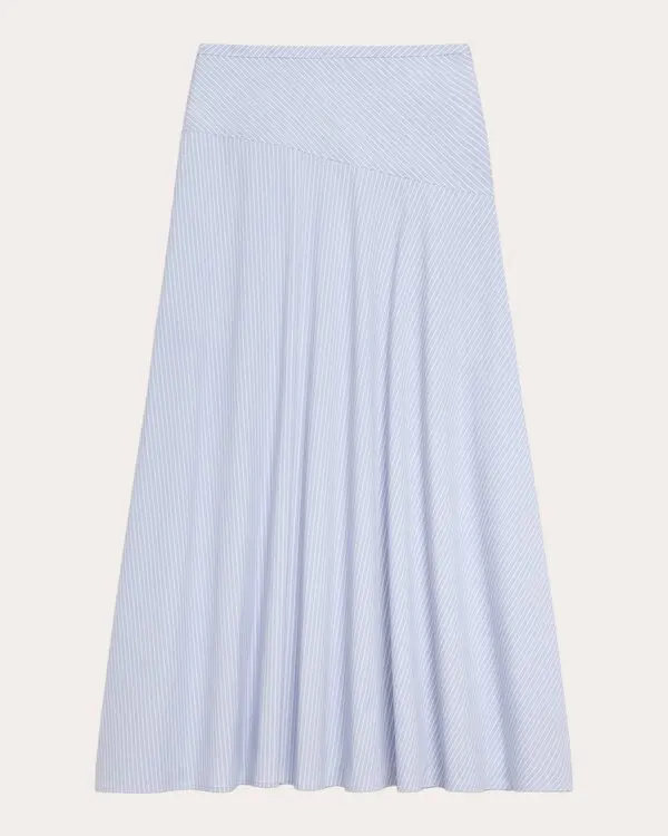 Theory Stripe Angled Yoke Circle Skirt - Blue