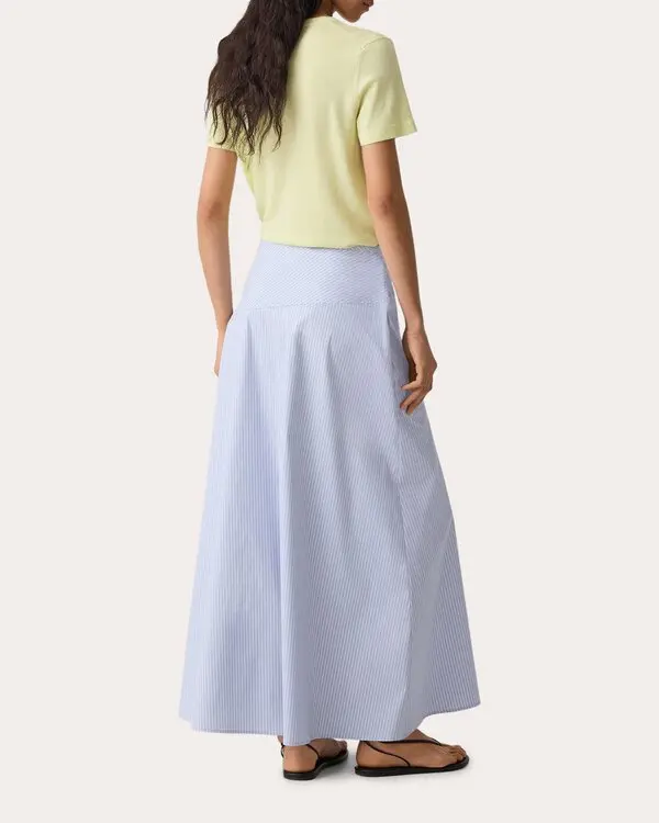 Theory Stripe Angled Yoke Circle Skirt