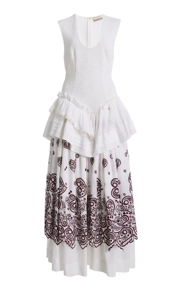 ALEMAIS Bobby Embroidered Cotton Midi Dress - Ivory