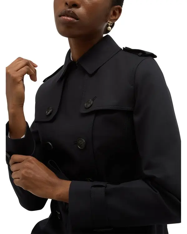 HOBBS LONDON Double Breasted Trench Coat - Navy