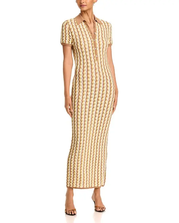 Ronny Kobo Quinlan Striped Knit Maxi Dress - Yellow Multi