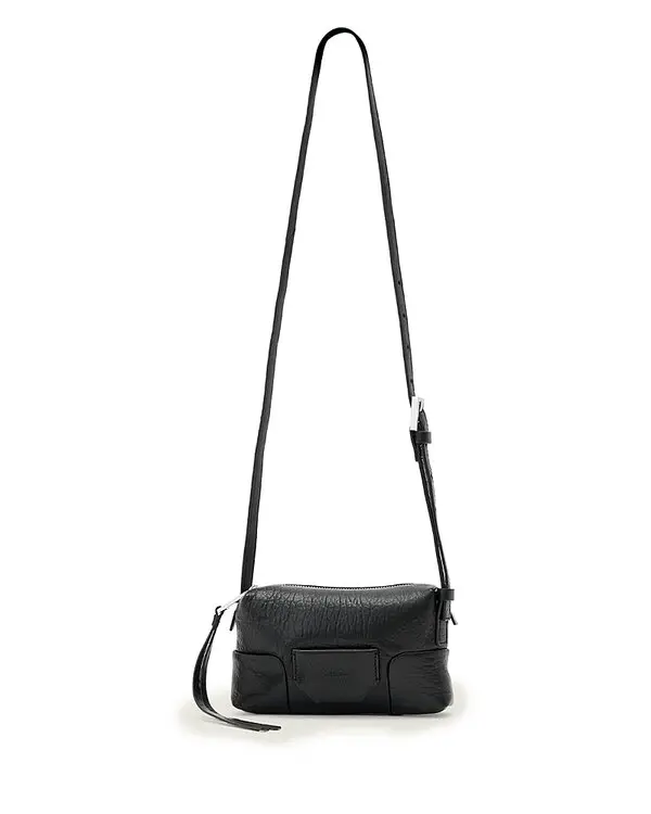 ALLSAINTS Ares Micro Leather Crossbody - Black/silver
