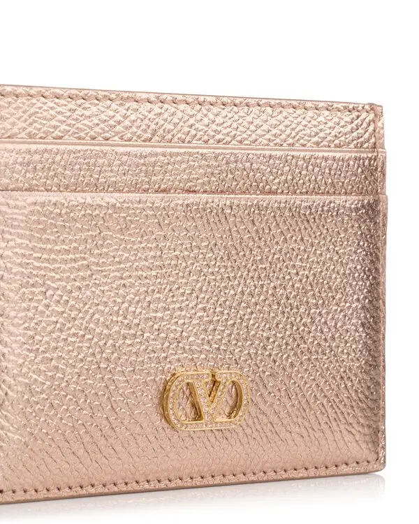 Valentino Garavani Vlogo Signature Leather Card Case - Rose