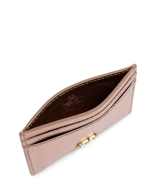 Valentino Garavani Vlogo Signature Leather Card Case - Rose