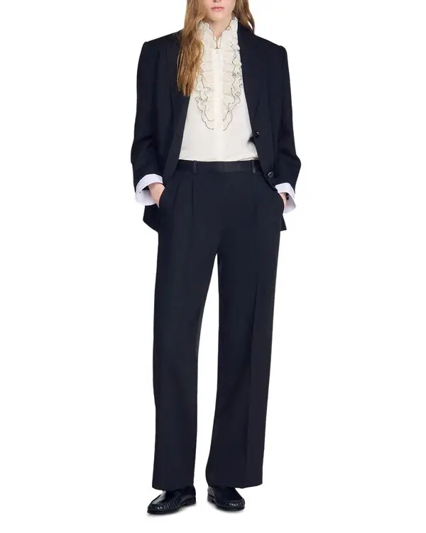 Sandro Mixed Media Satin Pants