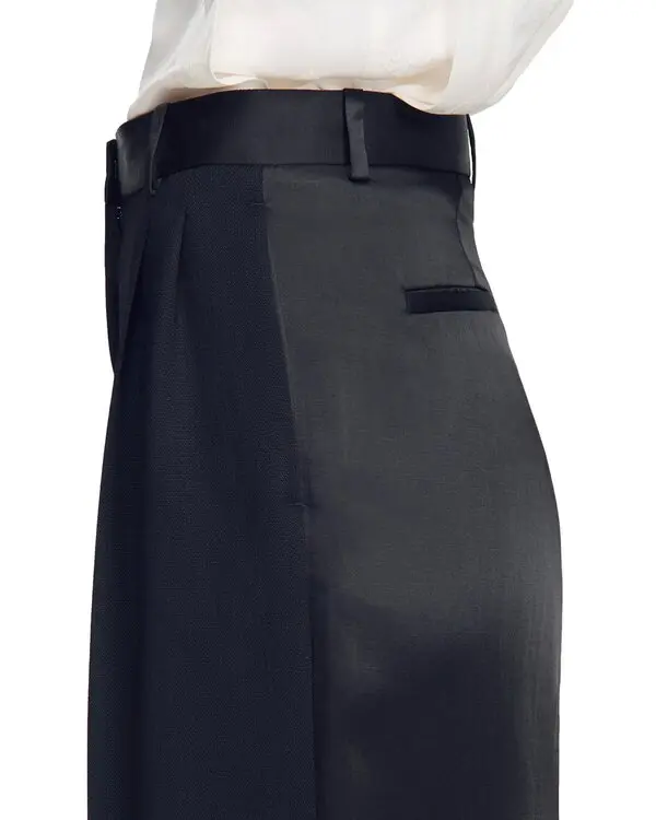 Sandro Mixed Media Satin Pants
