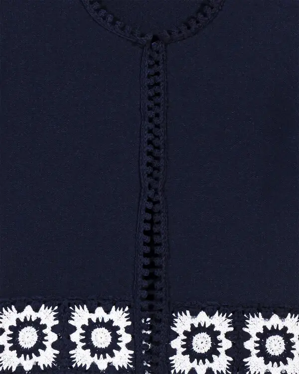 Maje Crochet Panel Cropped Cardigan