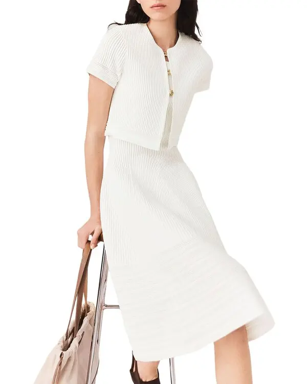 Maje Ribbed Short Sleeve Cardigan