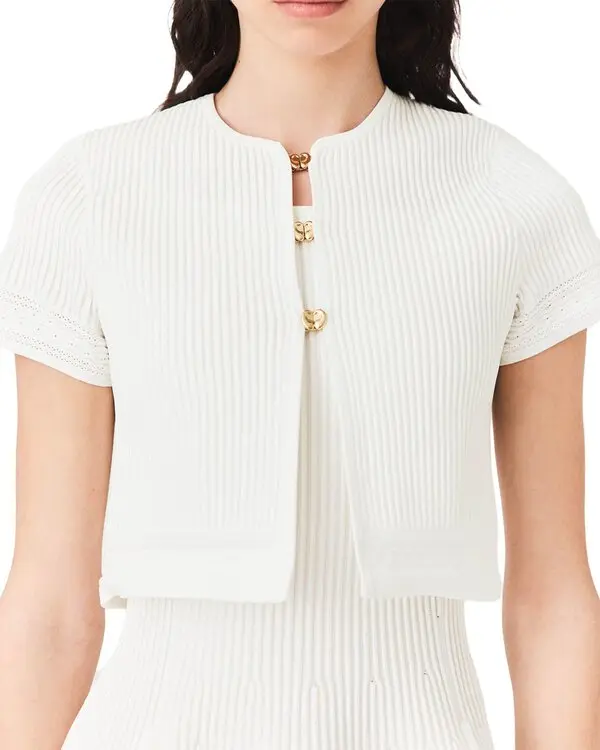 Maje Ribbed Short Sleeve Cardigan