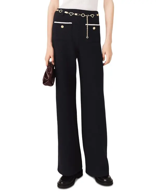 Maje Lurex Tweed High Rise Pants