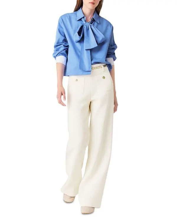 Maje Lurex Tweed High Rise Pants