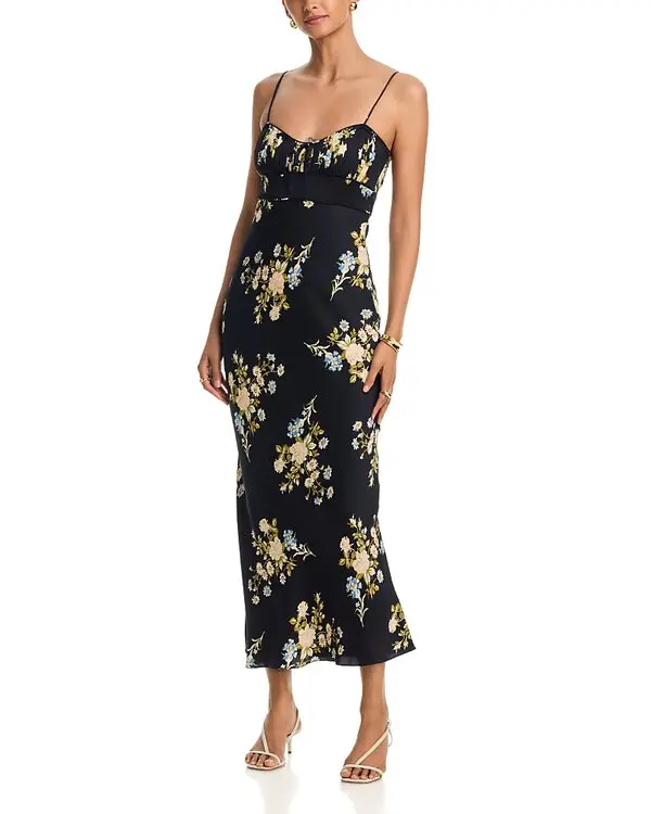 Veronica Beard Kieren Floral Print Silk Blend Midi Dress