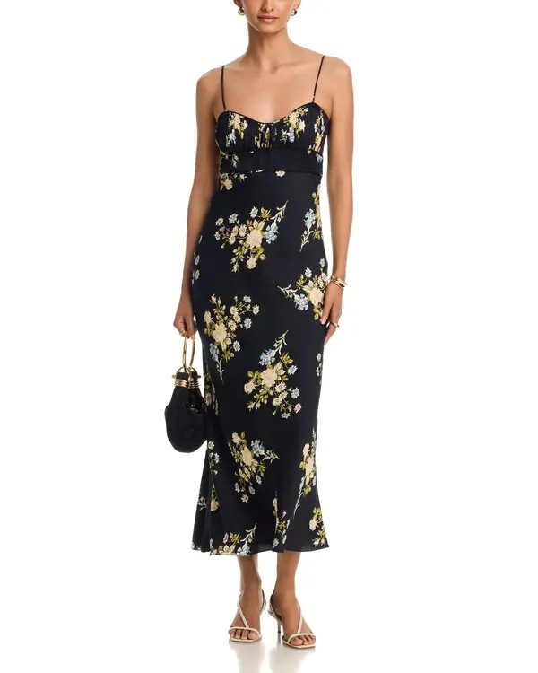 Veronica Beard Kieren Floral Print Silk Blend Midi Dress