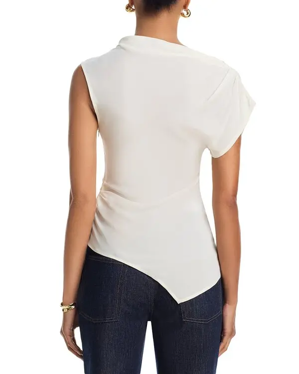 Veronica Beard Yvonne Asymmetrical Draped Top - Dove