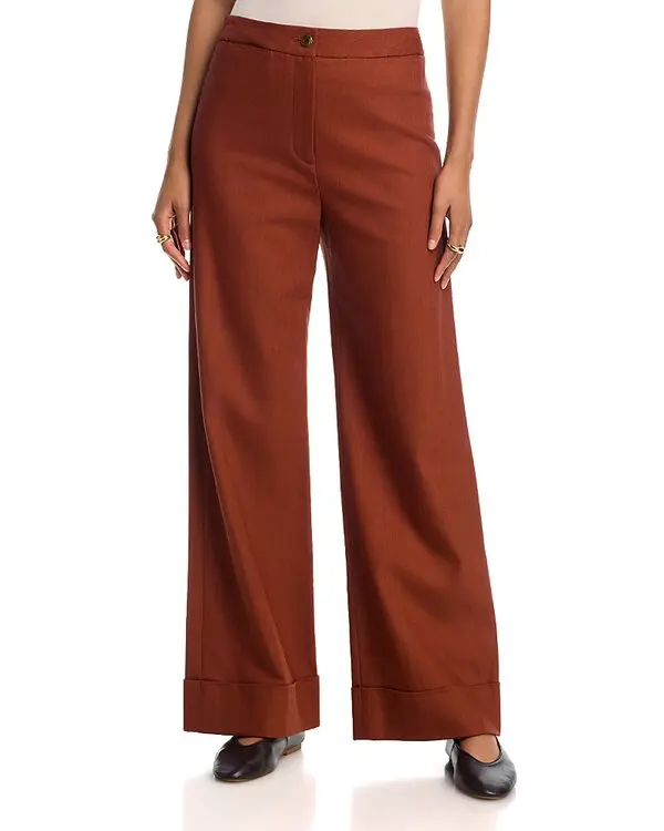 Veronica Beard Darrell Wide Leg Pants - Rust