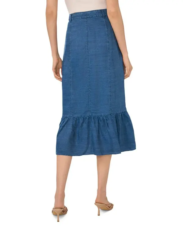 CECE DUPRAZ Denim Button Down Midi Skirt