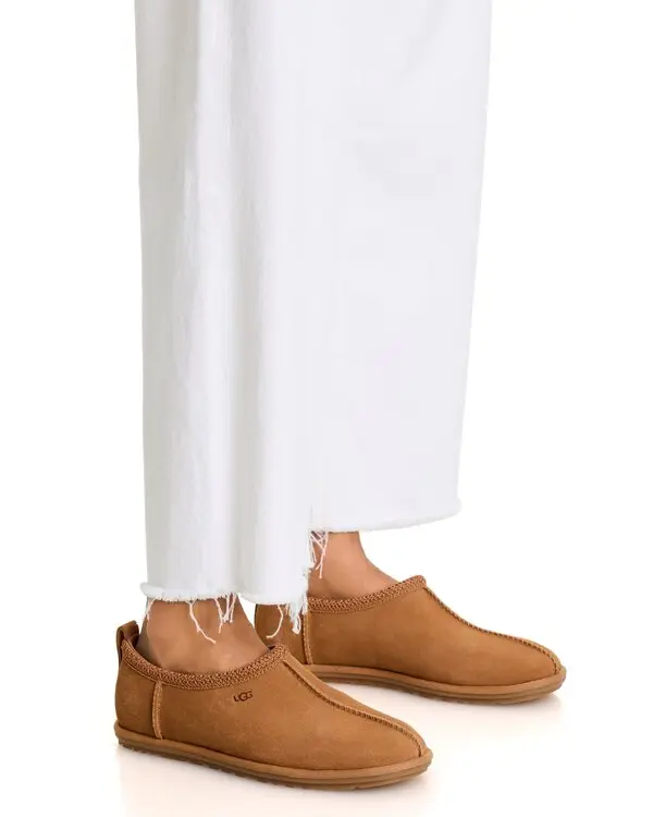 UGG Tasman Leather Deconstructed Clogs - Chestnut