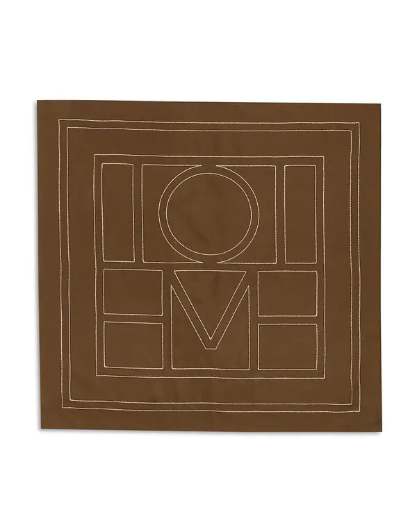 TOTEME Embroidered Monogram Silk Scarf - Mocha