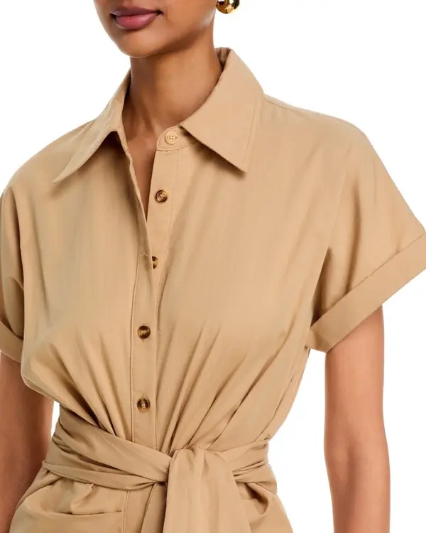 Aqua Tie Front Midi Shirt Dress