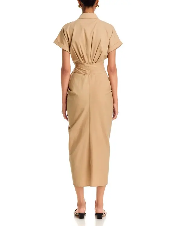 Aqua Tie Front Midi Shirt Dress