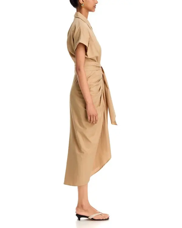 Aqua Tie Front Midi Shirt Dress