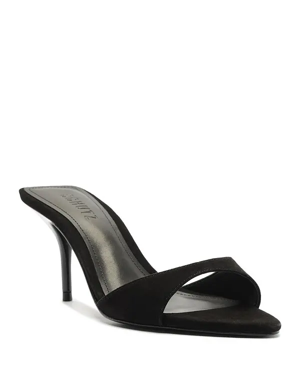 Schutz Elodie Suede Pointed Sandals - Black Suede
