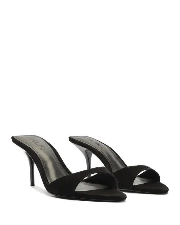Schutz Elodie Suede Pointed Sandals - Black Suede