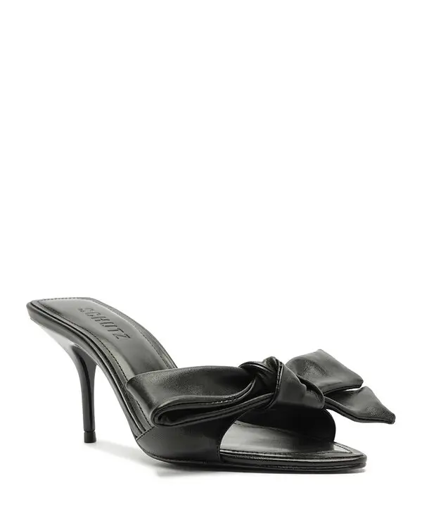 Schutz Elodie Leather Bow Sandals - Black