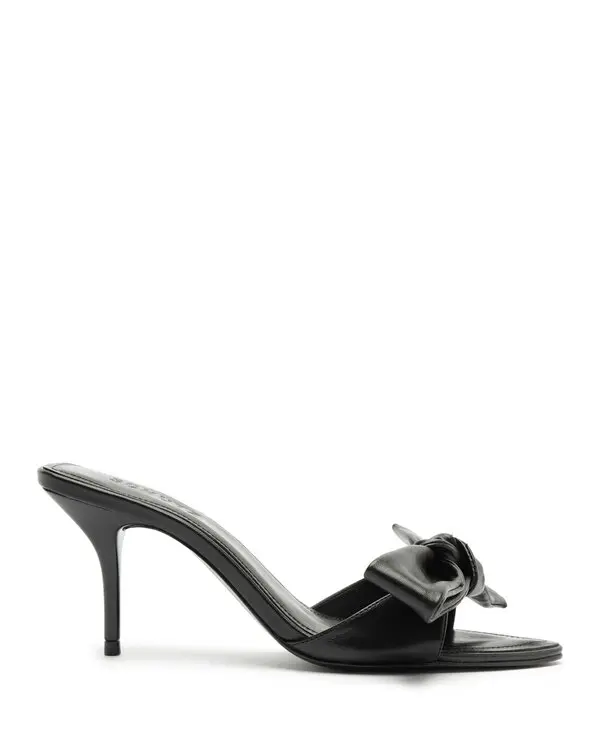 Schutz Elodie Leather Bow Sandals - Black