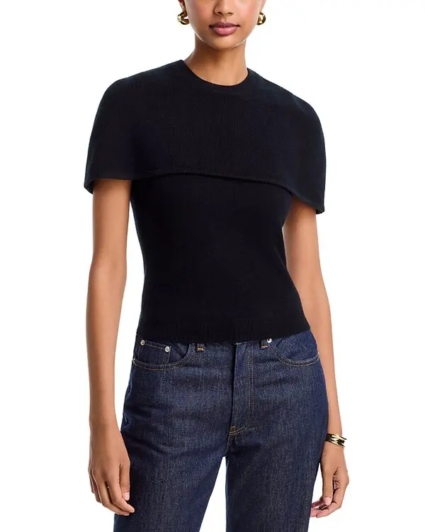 Simkhai Cashmere Short Sleeve Cape Top - Black
