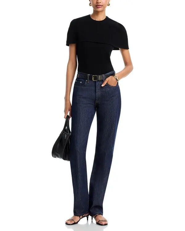 Simkhai Cashmere Short Sleeve Cape Top - Black