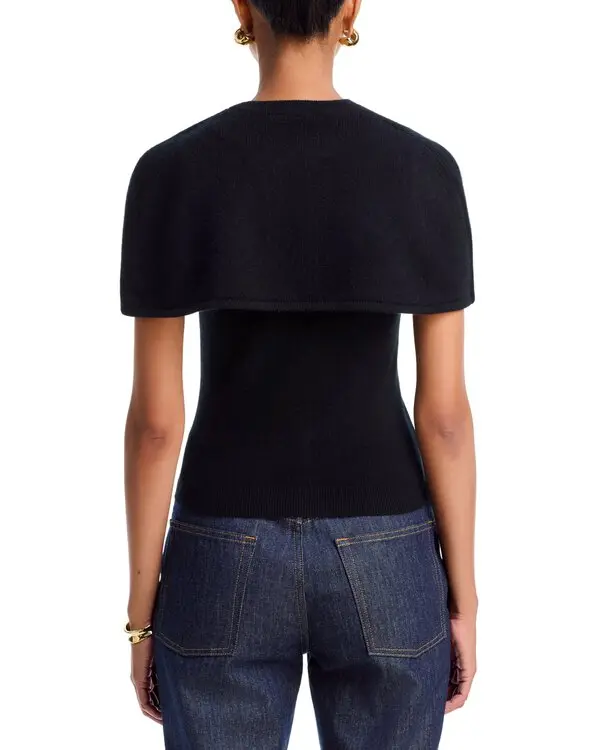 Simkhai Cashmere Short Sleeve Cape Top - Black
