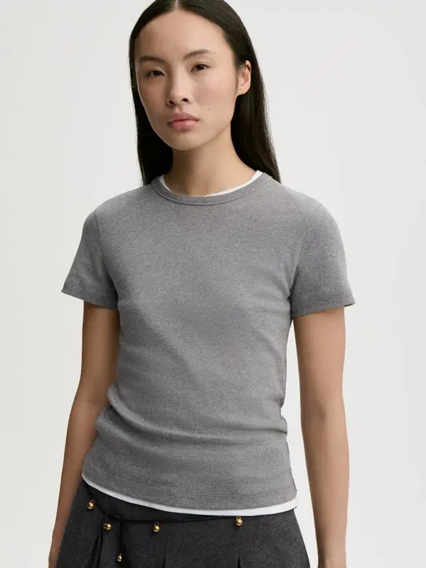 BY MALENE BIRGER Alicia Organic Cotton T-shirt - Grey Melange