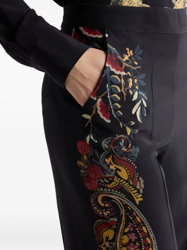 Etro Silk Trousers With Embellished Side Panels