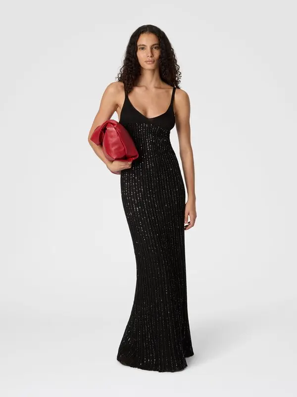 Missoni Sleeveless Mixed Viscose Lamé Gown With Sequins