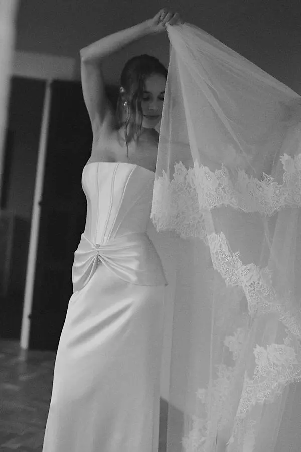DIVINE ATELIER Lena Silk Strapless Gown