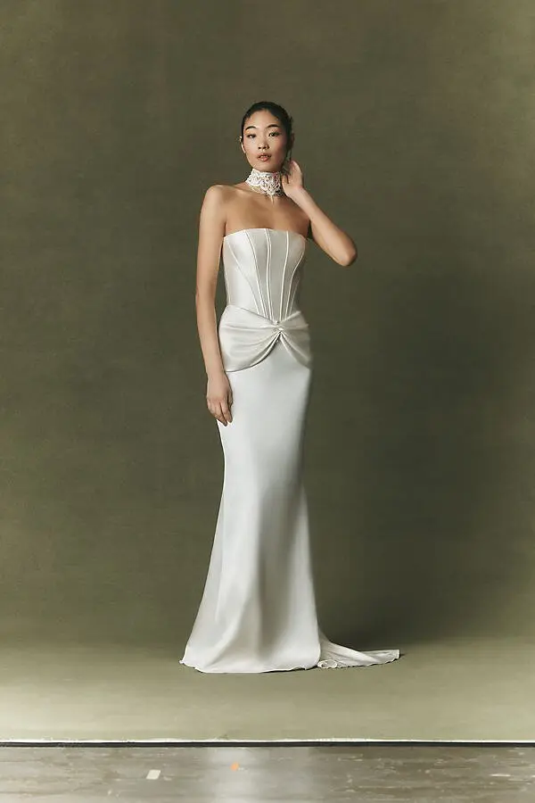 DIVINE ATELIER Lena Silk Strapless Gown