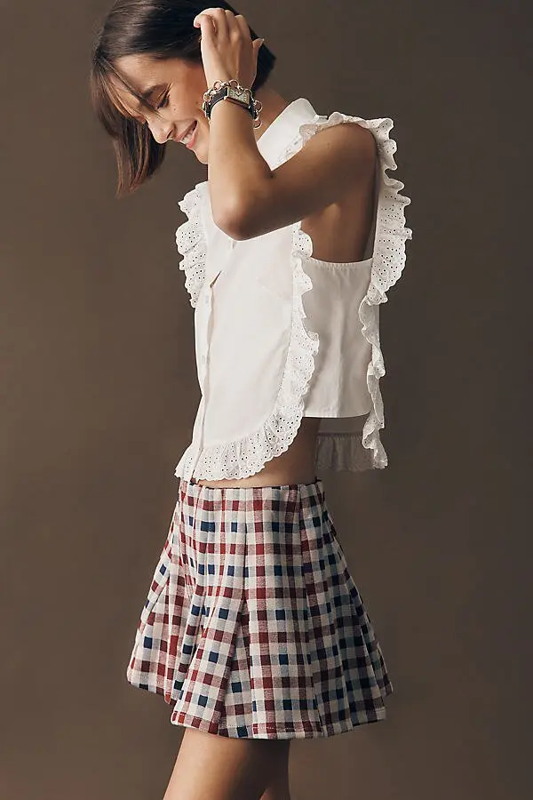 Maeve Godet Plaid Skort - Multi Plaid